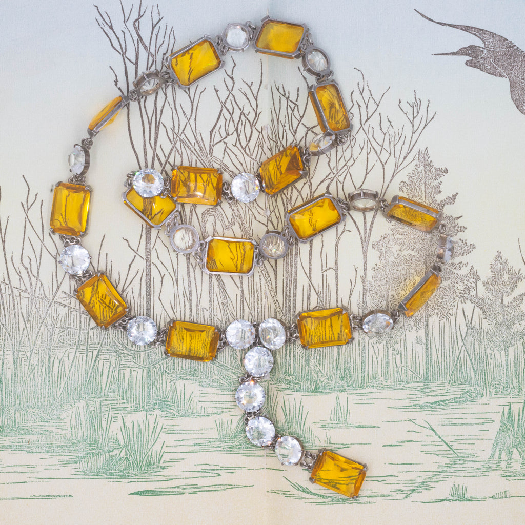 Art Deco Glass Gem Necklace c1920 – Pippin Vintage Jewelry