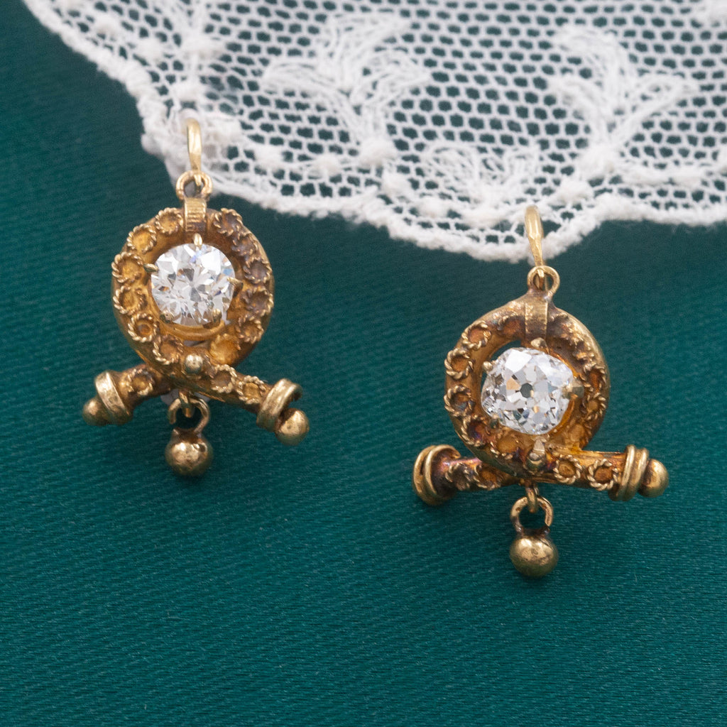 Old Mine Diamond Dormeuse Earrings c1870 – Pippin Vintage Jewelry