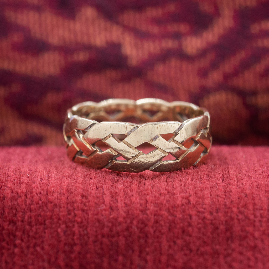 14 Karat Yellow Gold Lattice Band – Pippin Vintage Jewelry