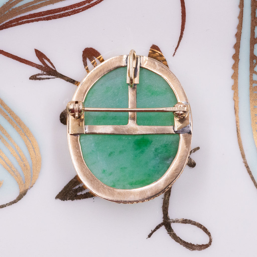 14 Karat Carved Jade Pin/Pendant – Pippin Vintage Jewelry
