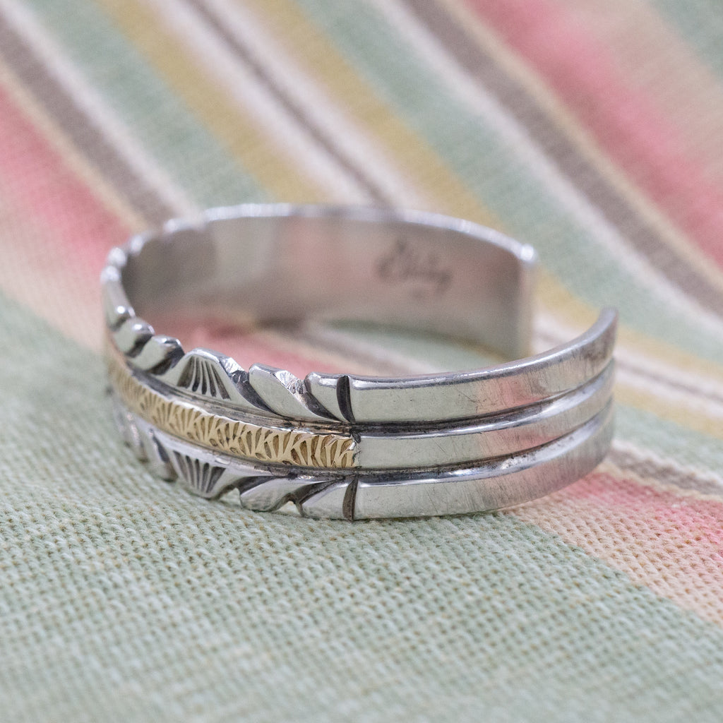 Native American Sterling & 14 Karat Cuff – Pippin Vintage Jewelry