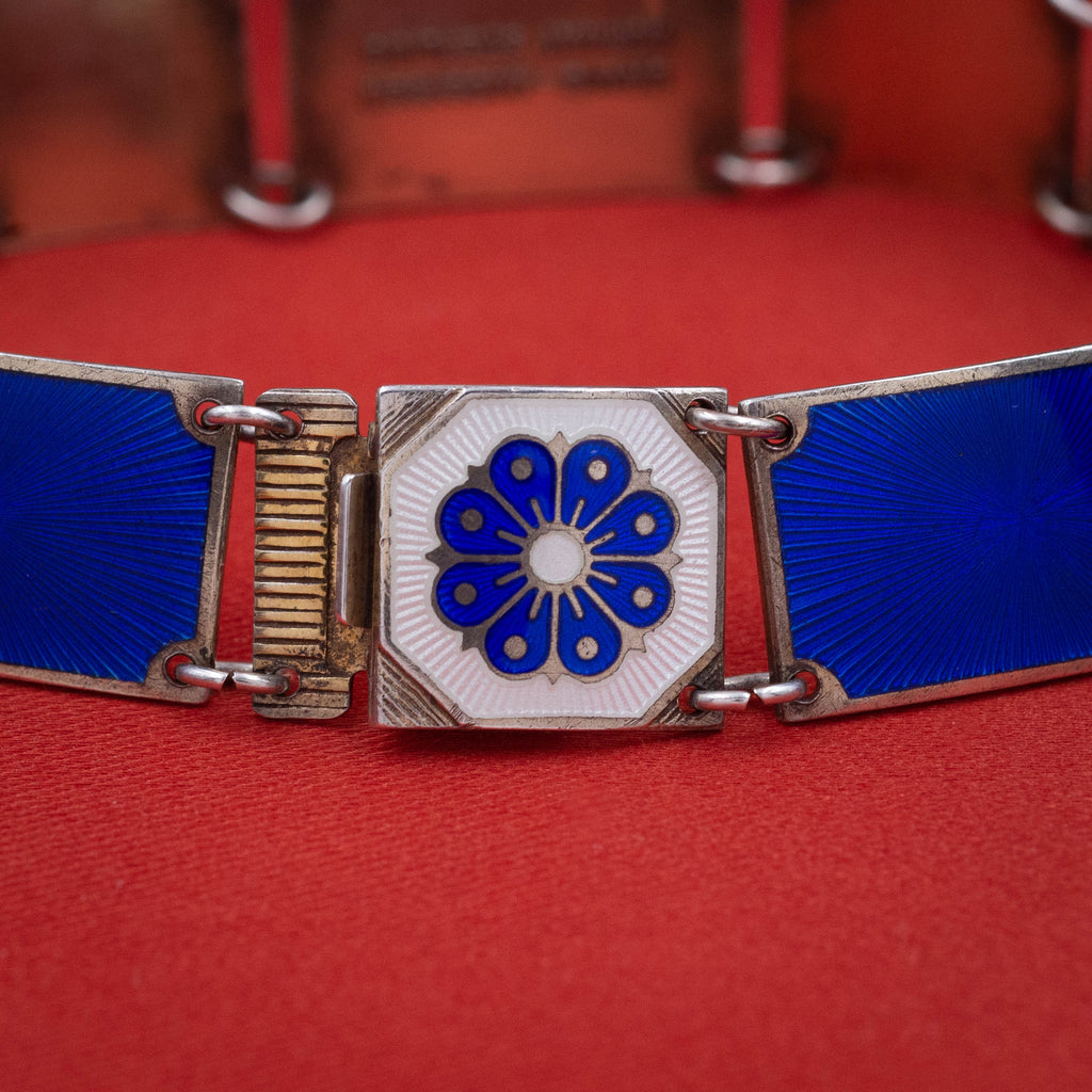 David Andersen Blue Enamel & Sterling Bracelet – Pippin Vintage Jewelry