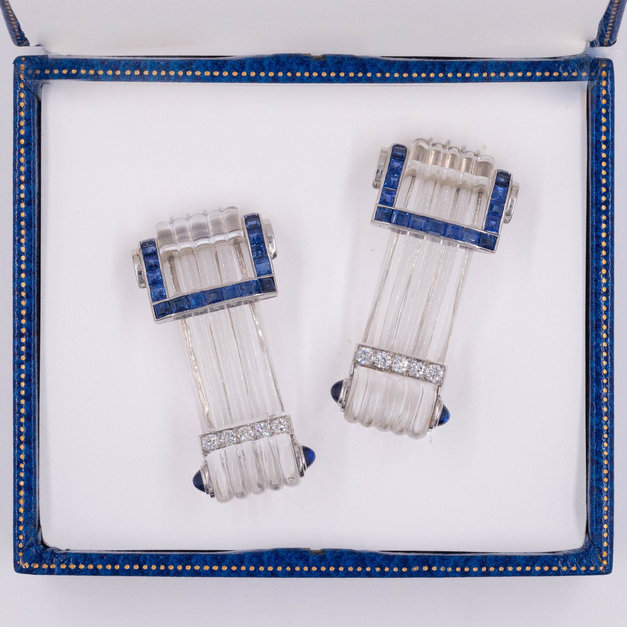 Sapphire & Rock Crystal Dress Clips – Pippin Vintage Jewelry