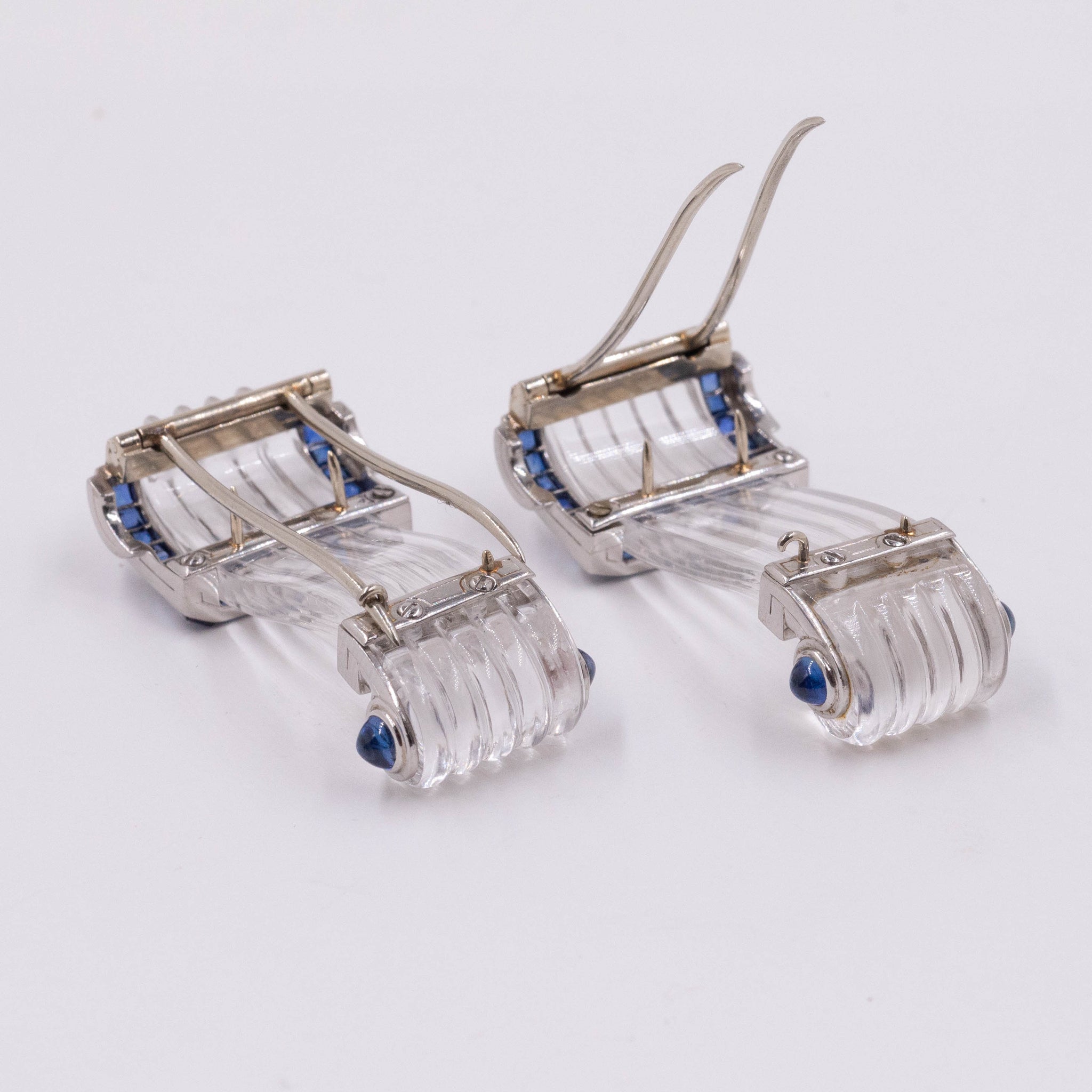 Sapphire & Rock Crystal Dress Clips – Pippin Vintage Jewelry