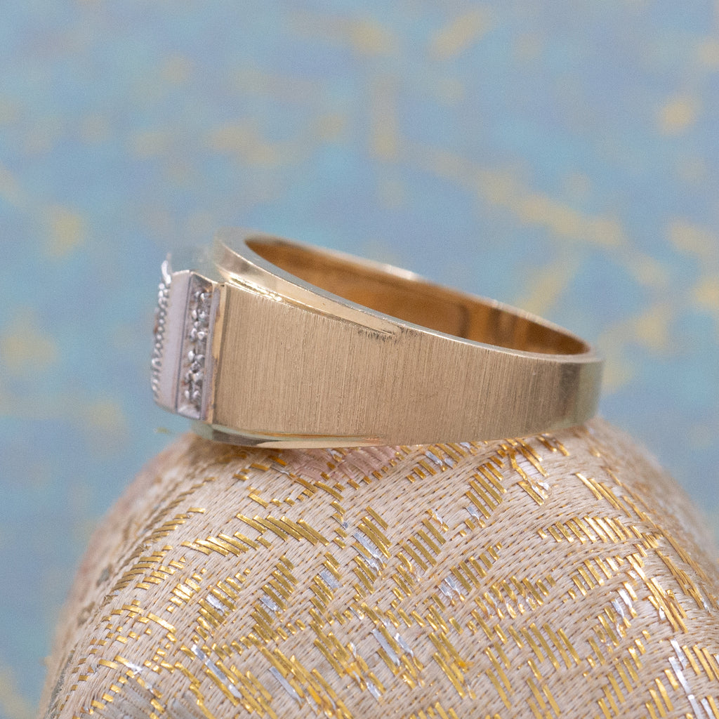 Men's Diamond Ring with Florentine Finish – Pippin Vintage Jewelry