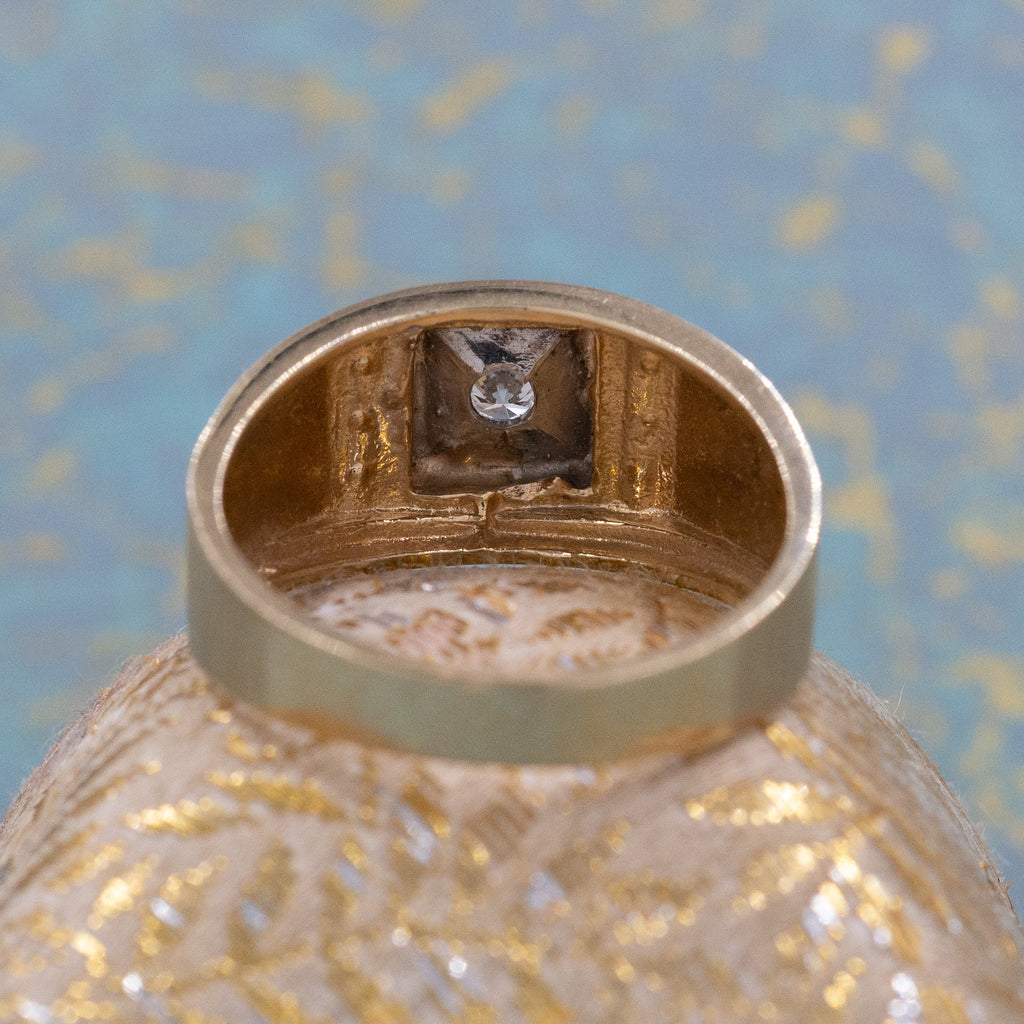 Men's Diamond Ring with Florentine Finish – Pippin Vintage Jewelry