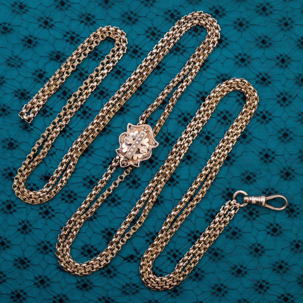 Taille d'Épargne and Pearl Slide Chain c1890 – Pippin Vintage Jewelry