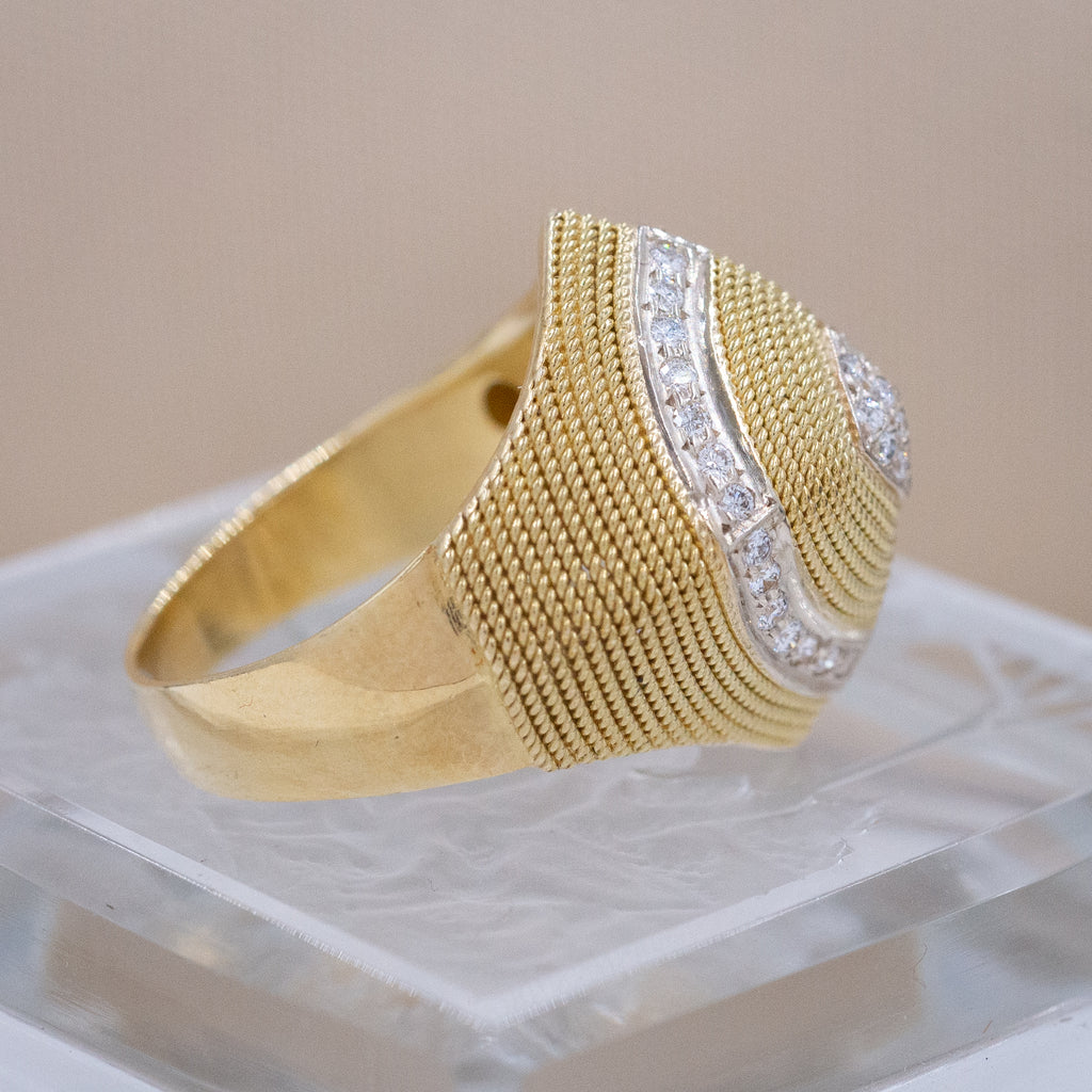 18 Karat Yellow Gold Italian Diamond Ring – Pippin Vintage Jewelry