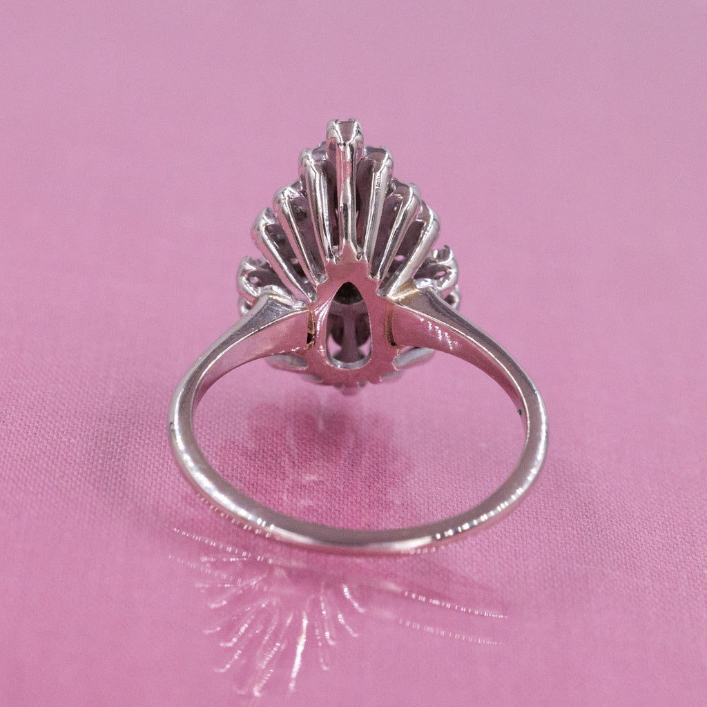Diamond Pear Shaped Cluster Cocktail Ring c1950 – Pippin Vintage Jewelry