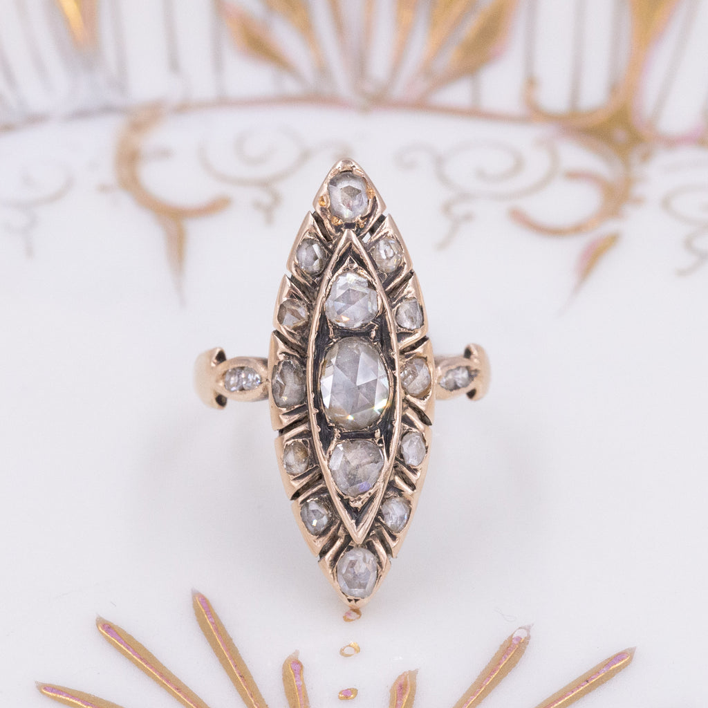 Rose-Cut Diamond Navette Ring C. 1850s – Pippin Vintage Jewelry