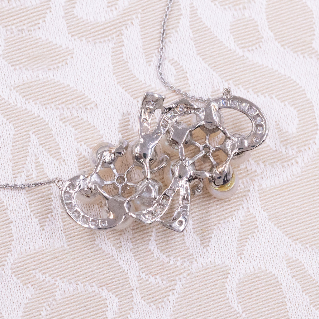 Pearl and Diamond Pendant Necklace c1950 – Pippin Vintage Jewelry