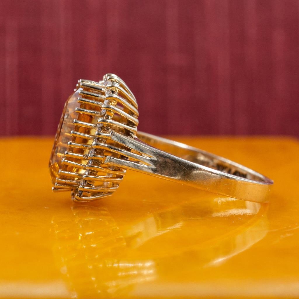 Precious Topaz and Diamond Halo Ring – Pippin Vintage Jewelry