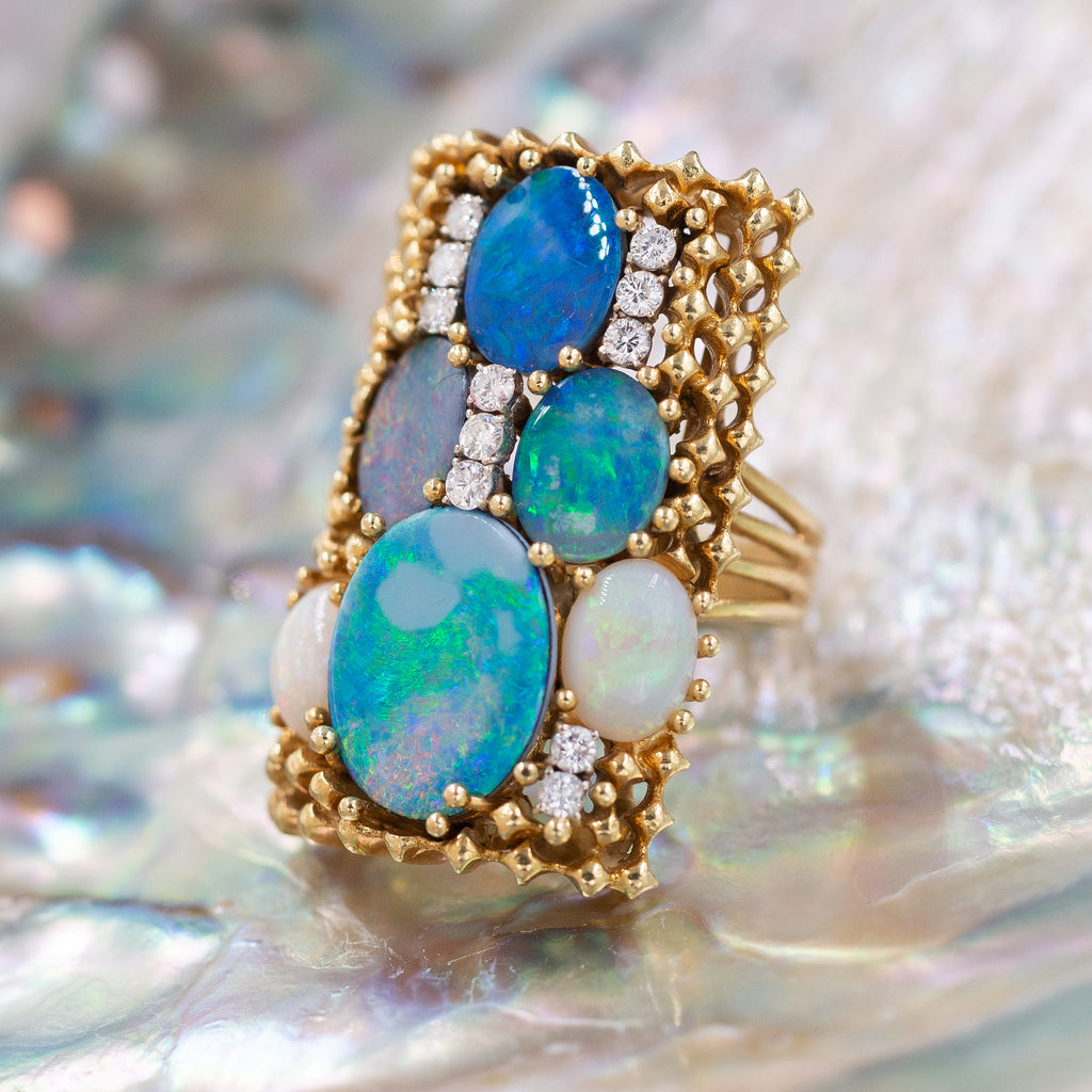 Bold Black Opal Statement Ring – Pippin Vintage Jewelry