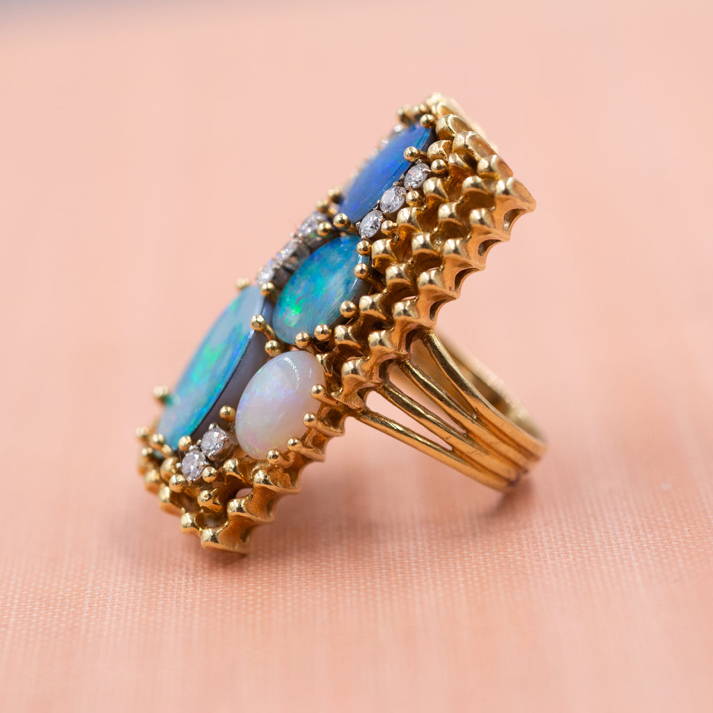 Bold Black Opal Statement Ring – Pippin Vintage Jewelry