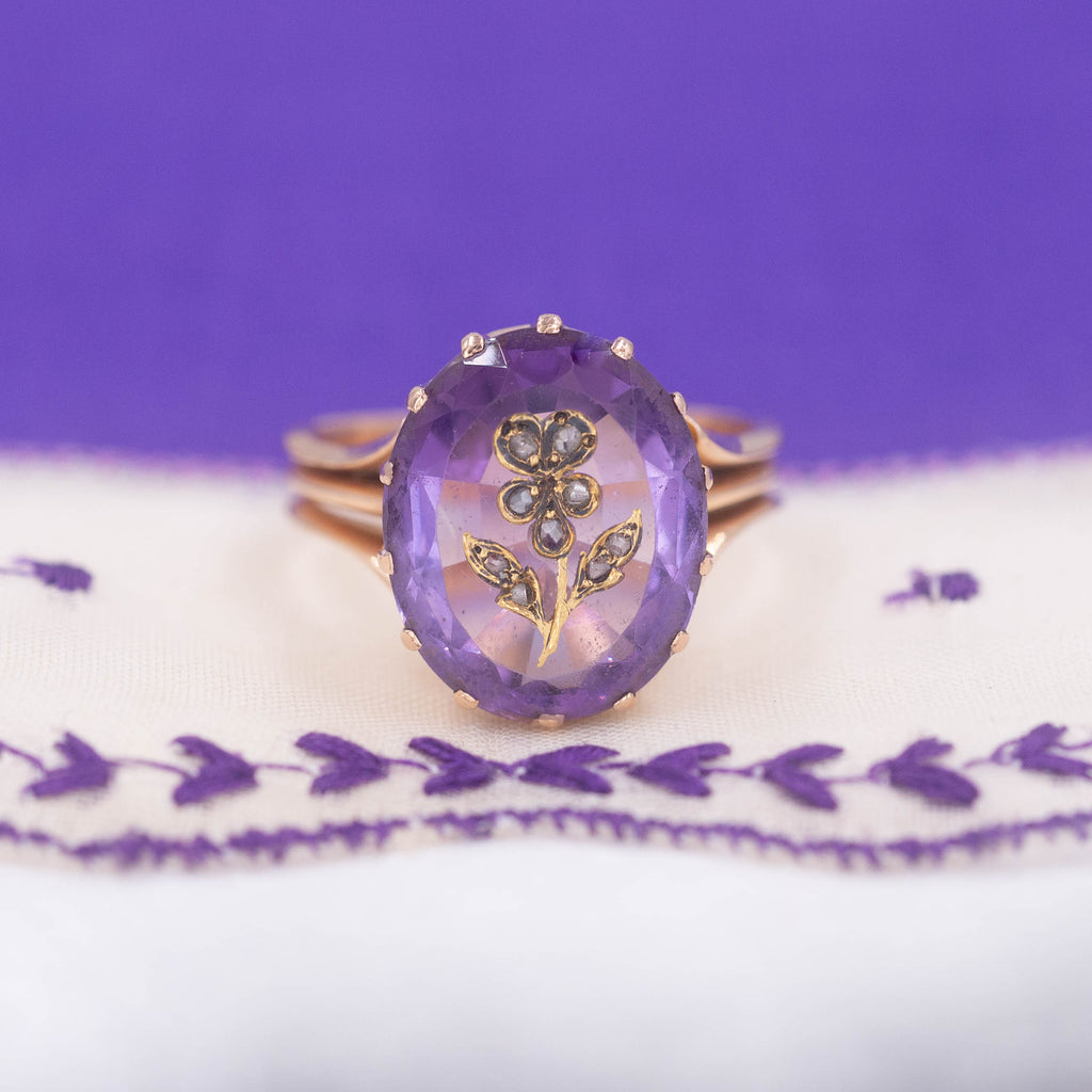 Rose of Sharon Amethyst Ring c1870 – Pippin Vintage Jewelry