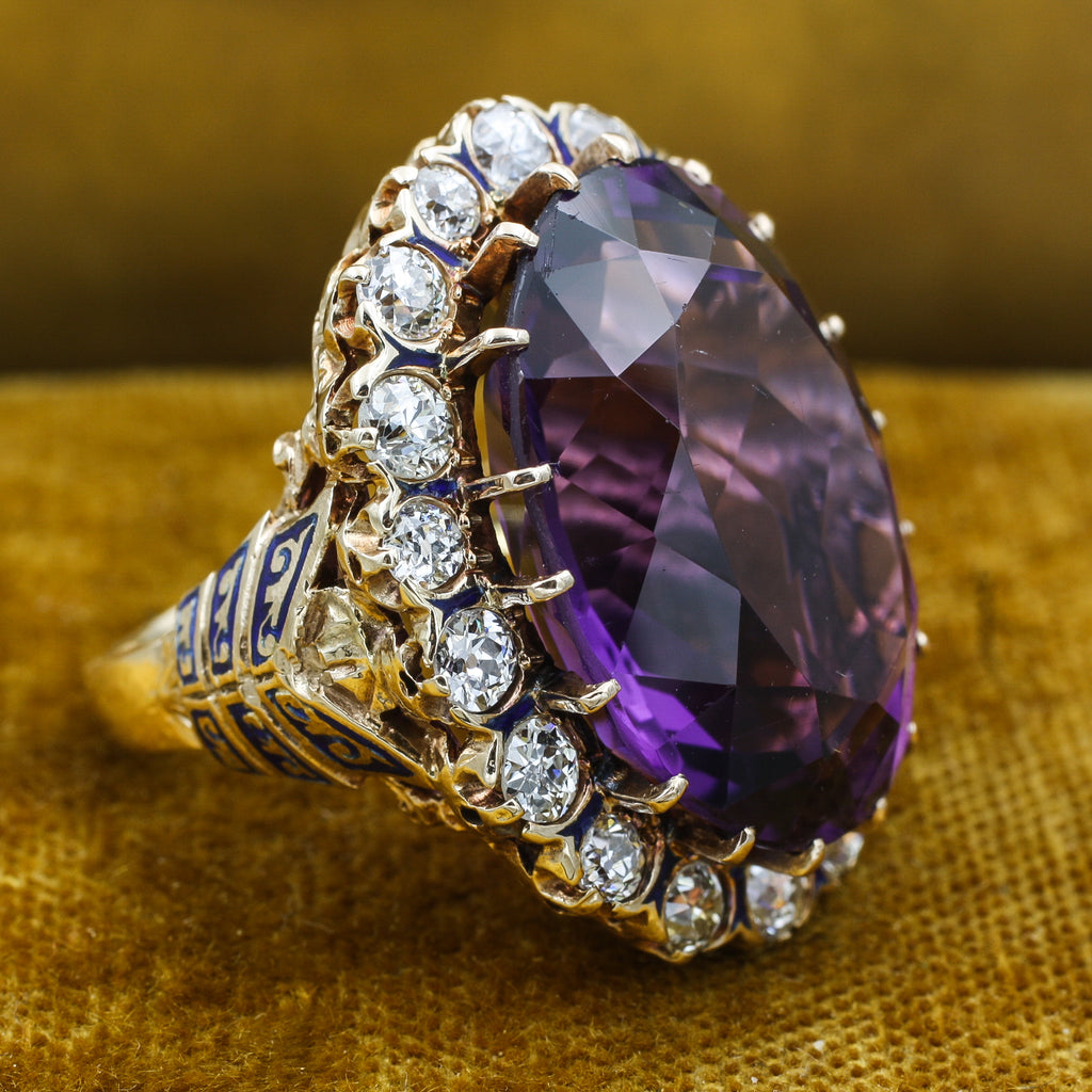 c1880 Russian Amethyst and Diamond Enamel Ring – Pippin Vintage Jewelry