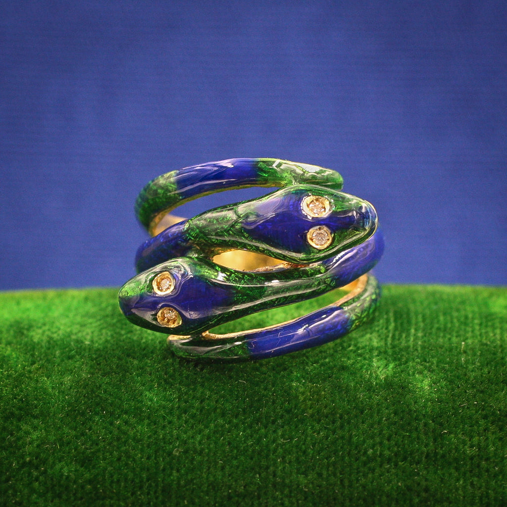 Enamel Double Snake Ring – Pippin Vintage Jewelry