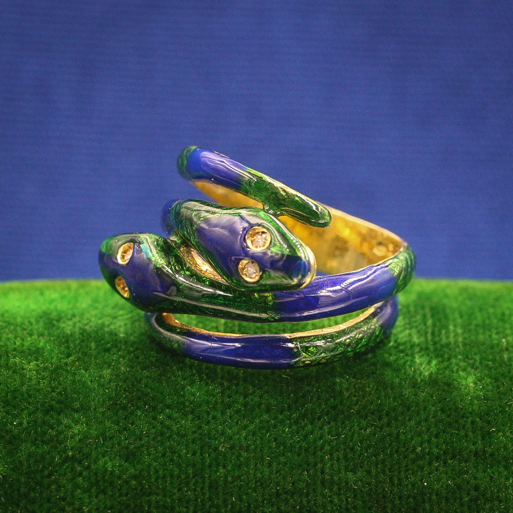 Enamel Double Snake Ring – Pippin Vintage Jewelry