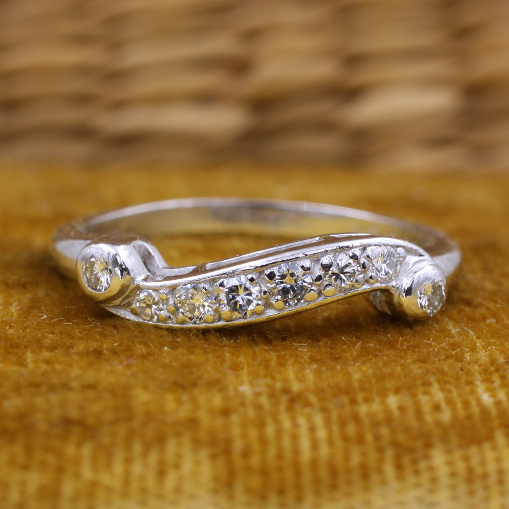 Midcentury Diamond Platinum Flourish Band – Pippin Vintage Jewelry