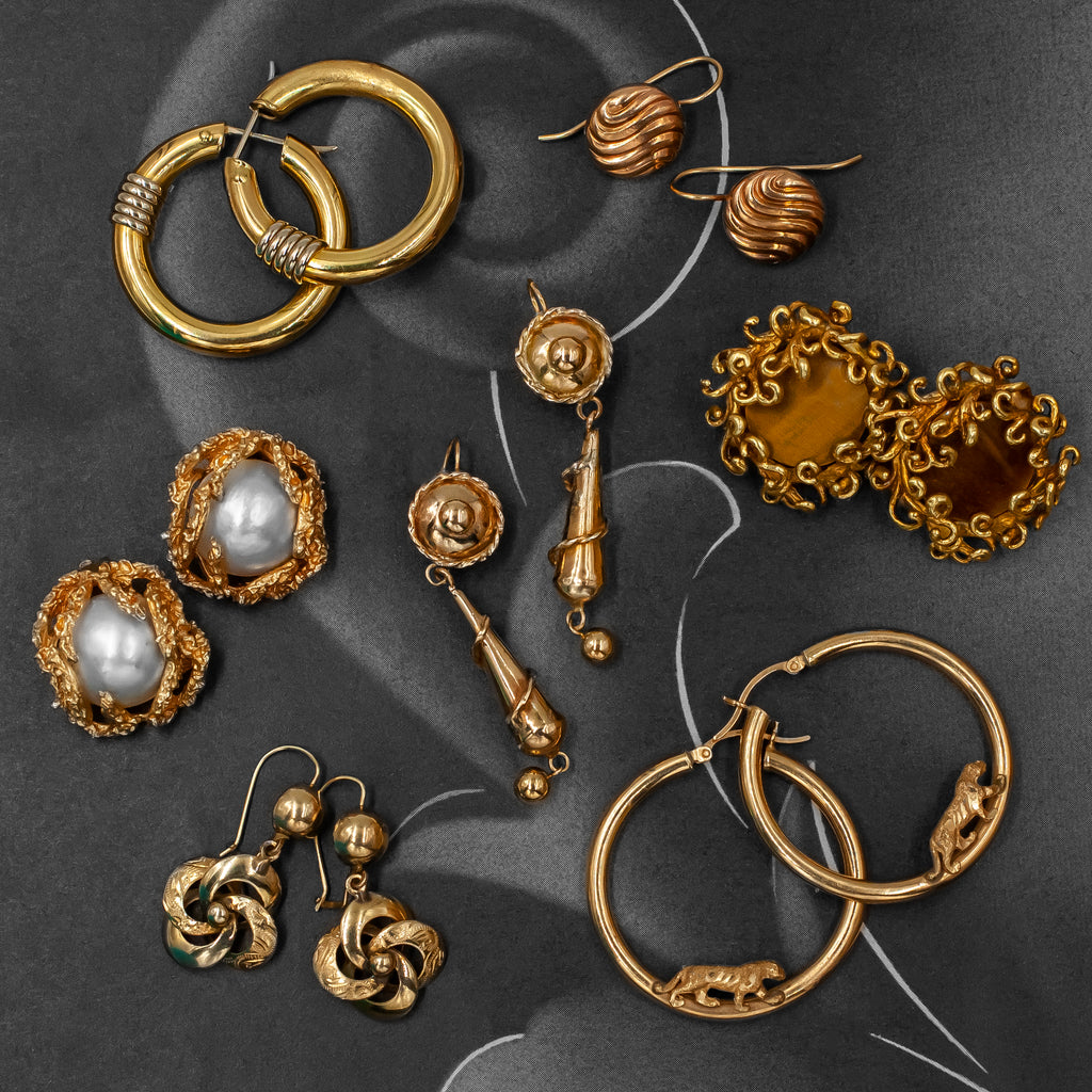 Gold Baton Drop Earrings c1910 – Pippin Vintage Jewelry