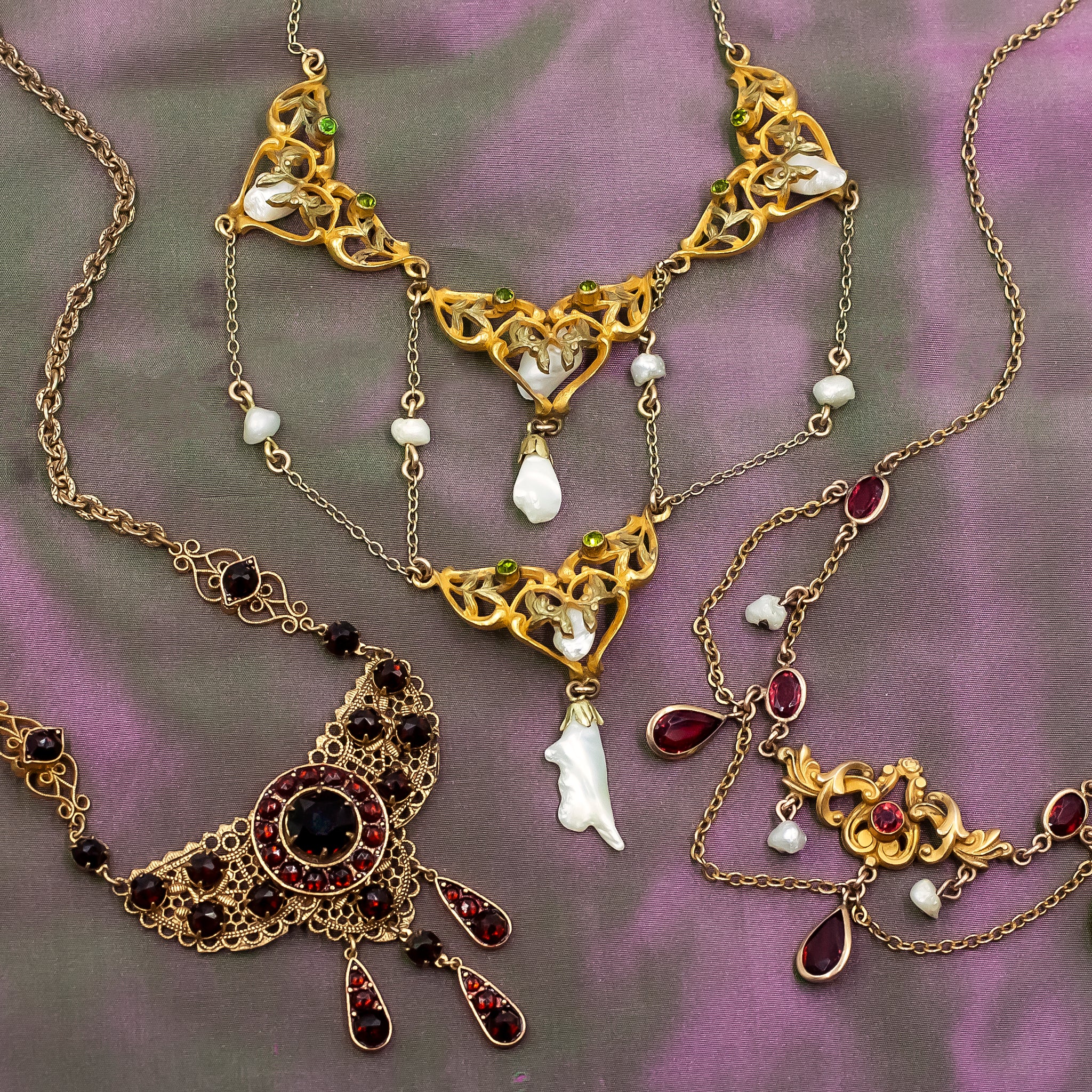 Pinchbeck and Natural Pearl Festoon c1900 – Pippin Vintage Jewelry