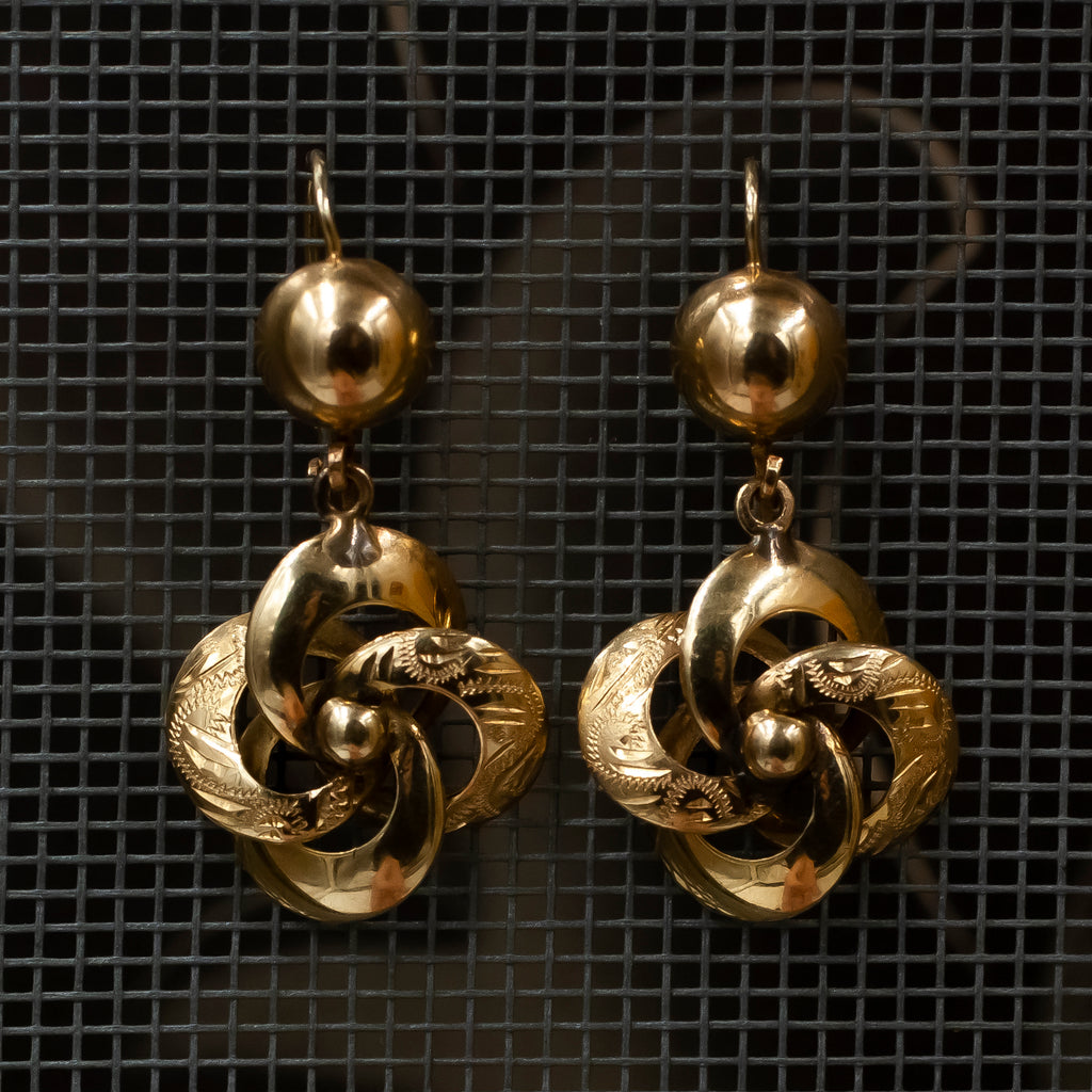 Gold Pinwheel Earrings c1910 – Pippin Vintage Jewelry